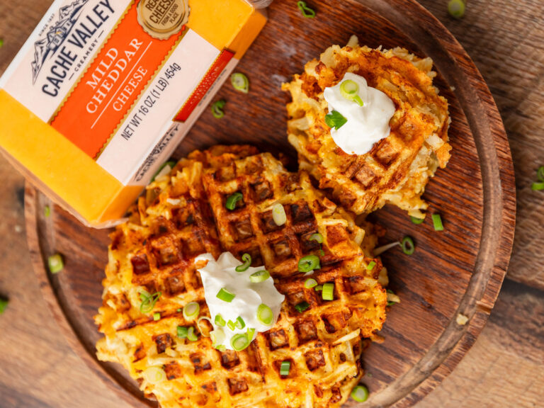 Cheesy Hash Brown Waffles - Cache Valley Creamery